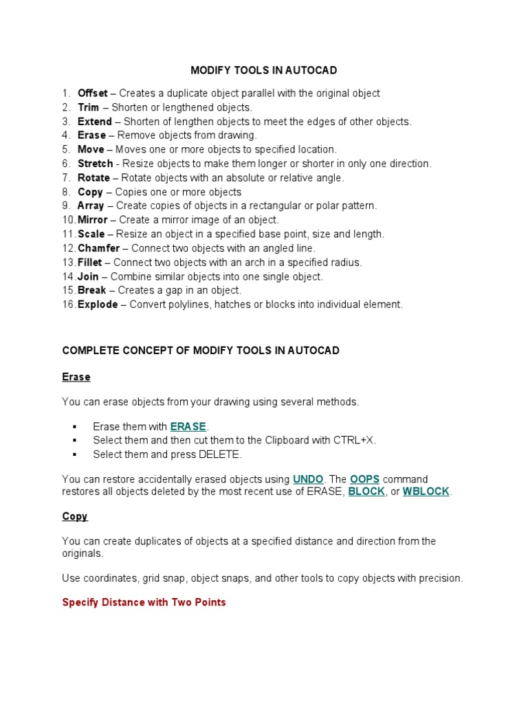 Autocad Modify Tools | PDF | Angle | Array Data Structure
