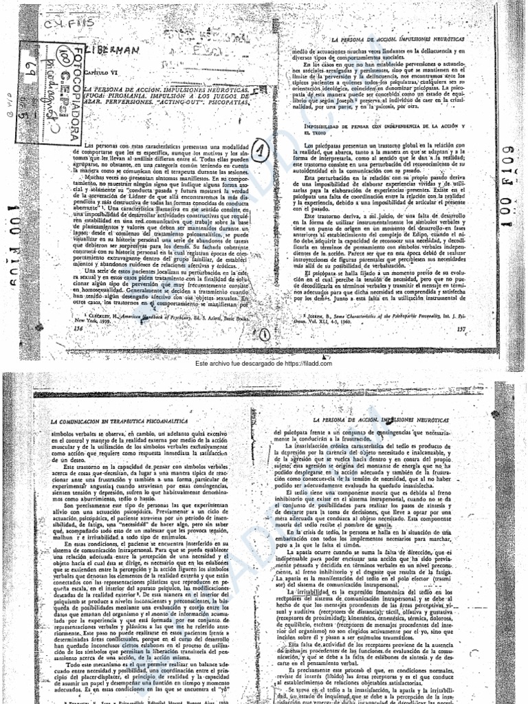 LIBERMAN 1966 La Comunicacion en Terapeutica Psicoanalitica Cap 6 | PDF