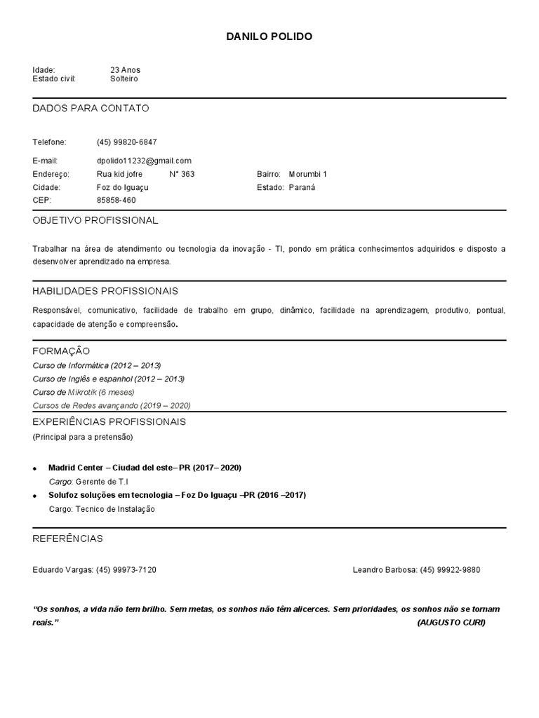 Curriculum Danilo | PDF