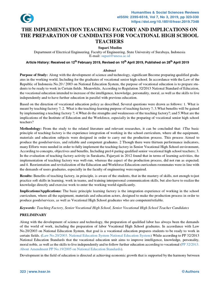 The Implementation Teaching Factory and Implications On The Preparation ...