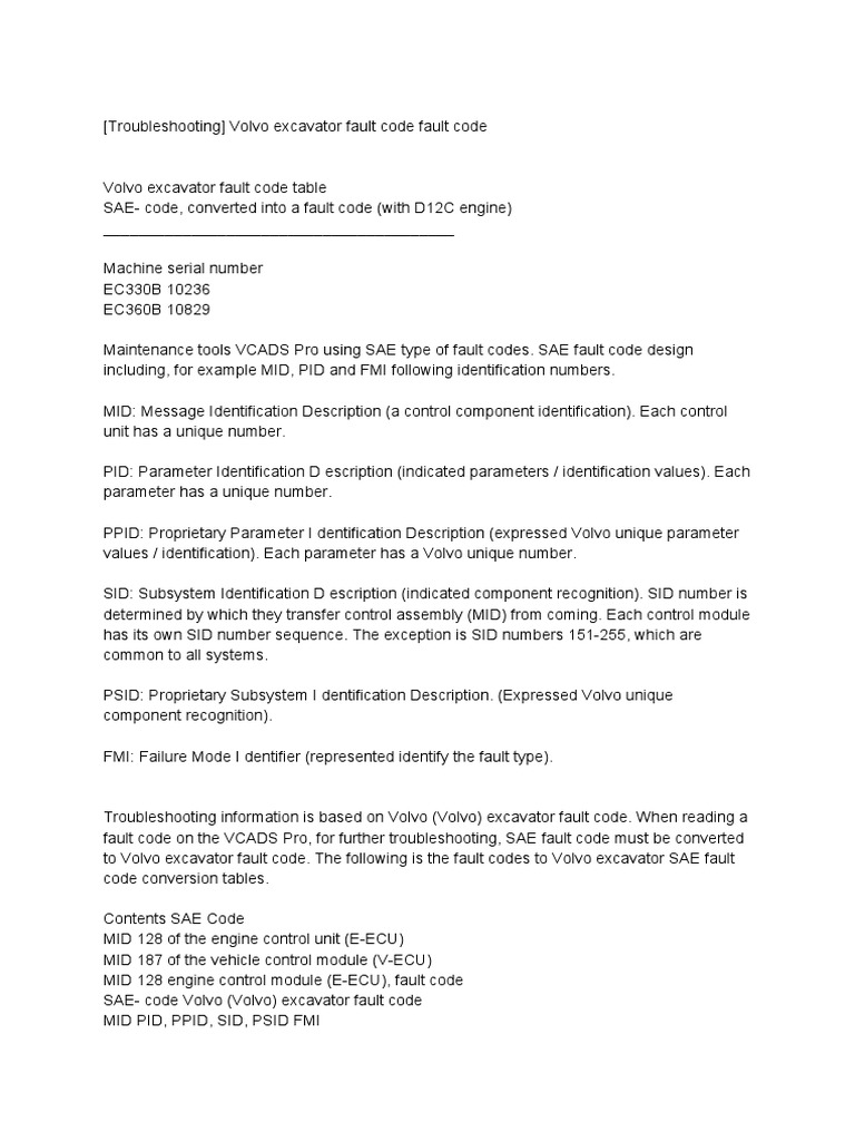 Volvo Fault Codes | PDF | Fuel Injection | High Voltage