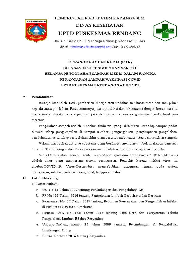 4 Kak Apbd Sampah Covid | PDF
