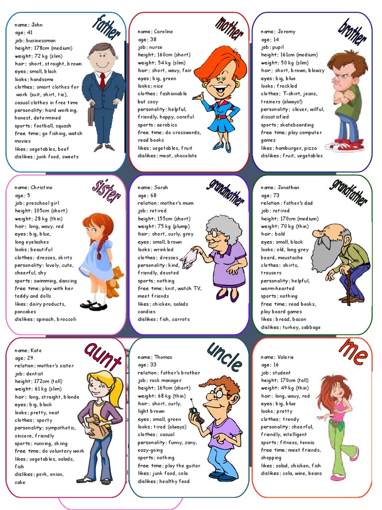 My Family Speaking Cards Conversation Topics Dialogs Fun Activities ...