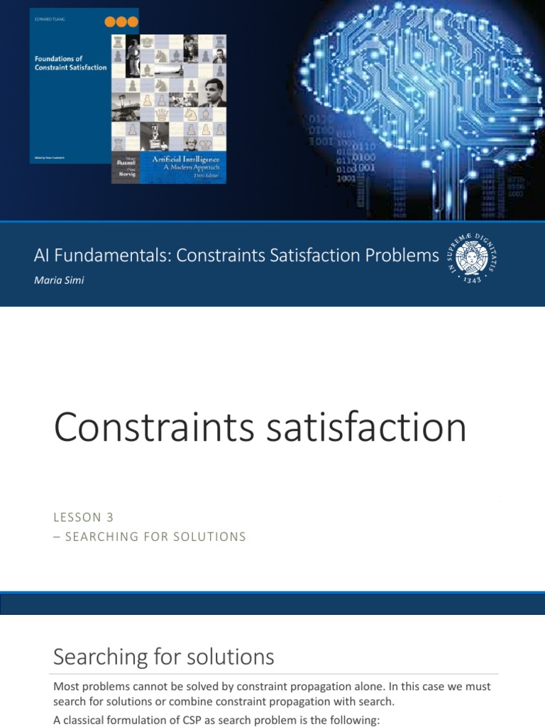 AI Fundamentals: Constraints Satisfaction Problems: Maria Simi | PDF | Algorithms | Mathematics ...