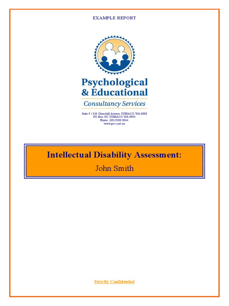 Intellectual Disability Assessment Report | PDF | Wechsler Adult ...