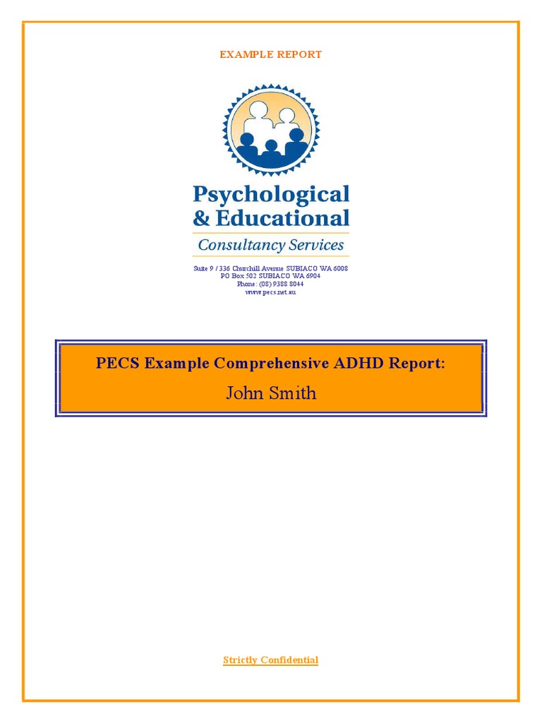 John Smith: PECS Example Comprehensive ADHD Report | PDF | Wechsler ...