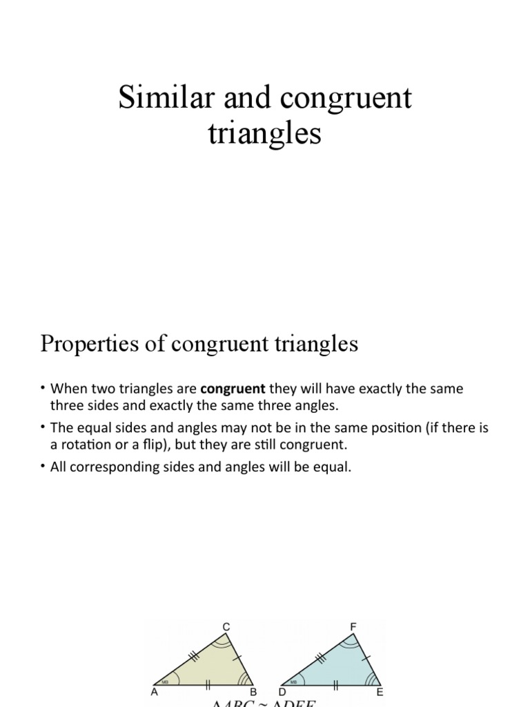 Similar and Congruent Triangles | PDF | Elementary Mathematics ...