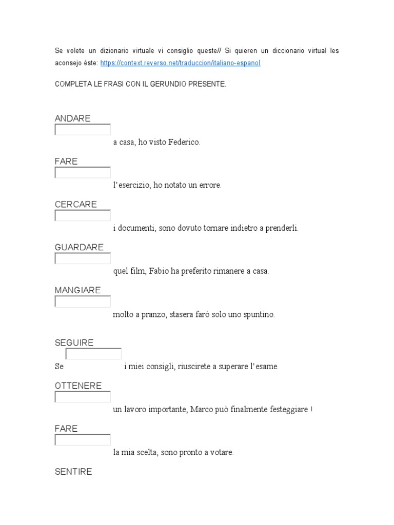 Ejercicios Gerundio Presente Continuo | PDF