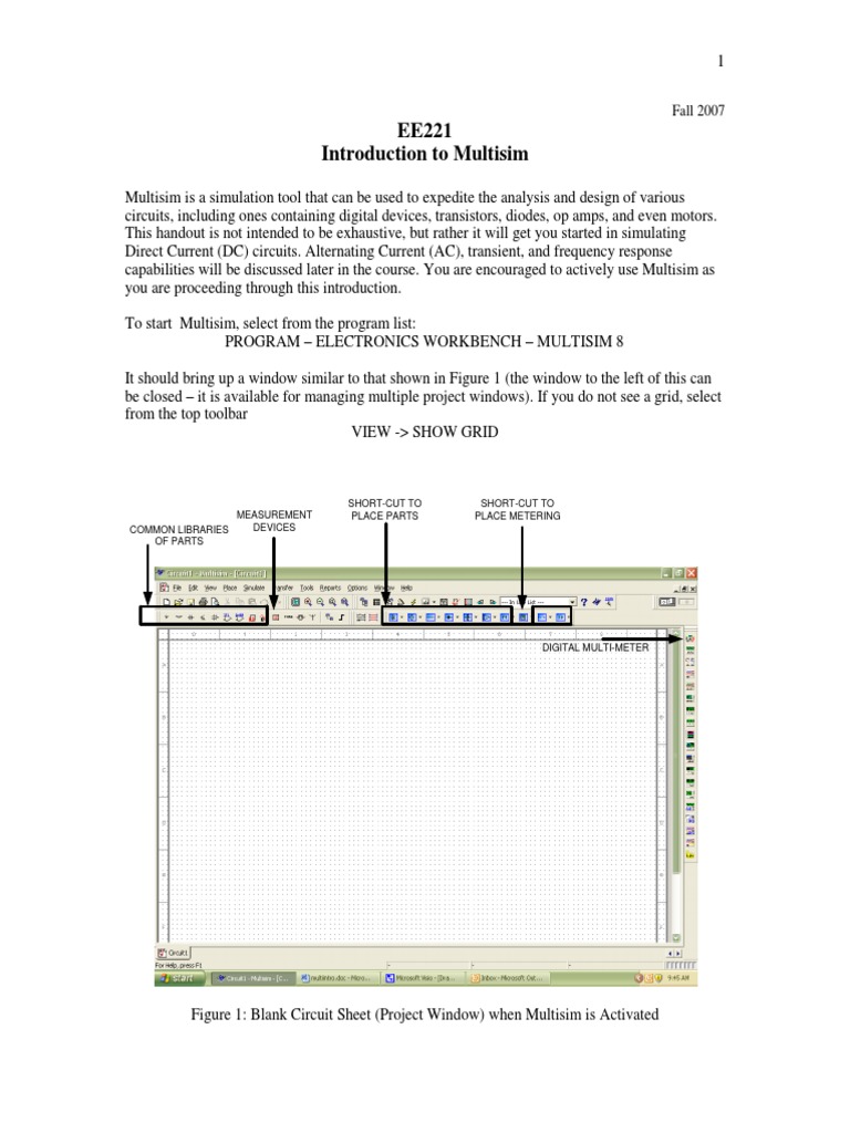 Introduction to Multisim for DC Circuits | PDF | Electrical Network ...