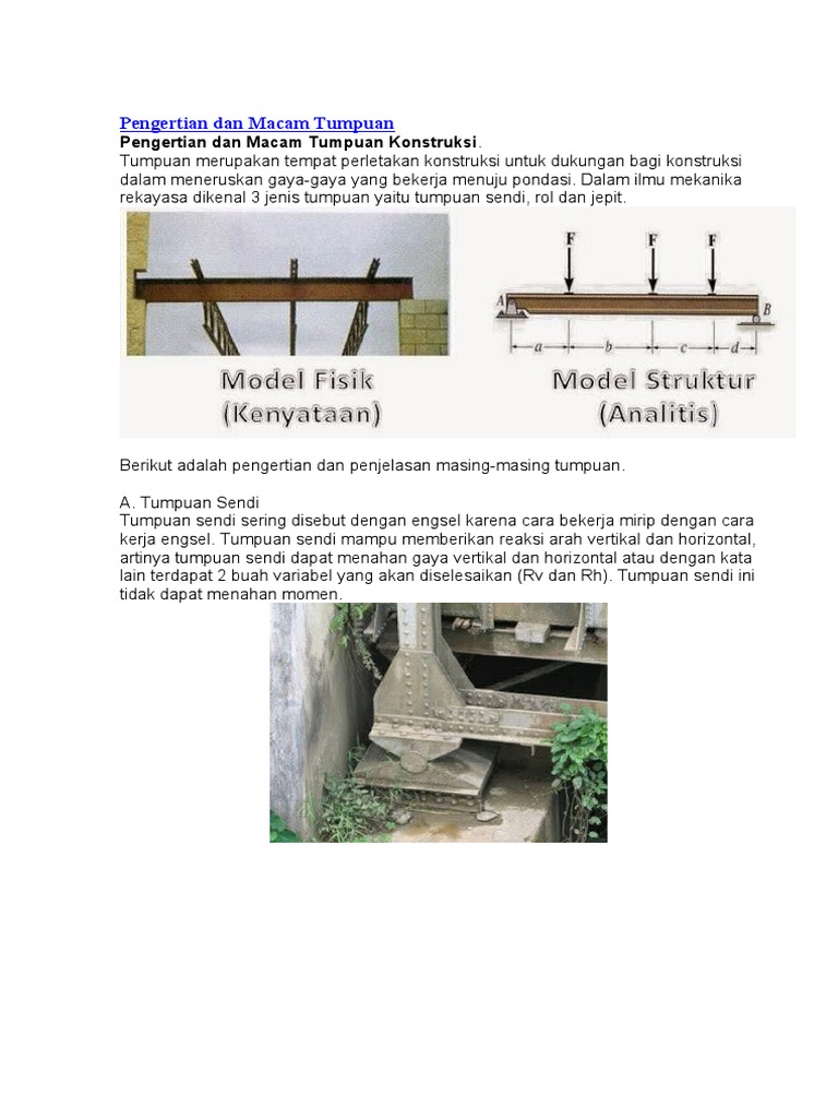 Pengertian Dan Macam Tumpuan | PDF