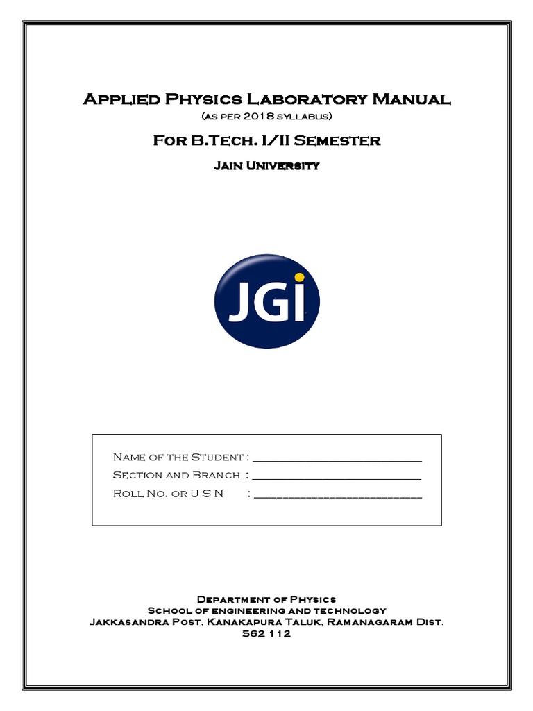 Applied Physics Lab Manual for B.Tech | PDF | Diffraction | Capacitor