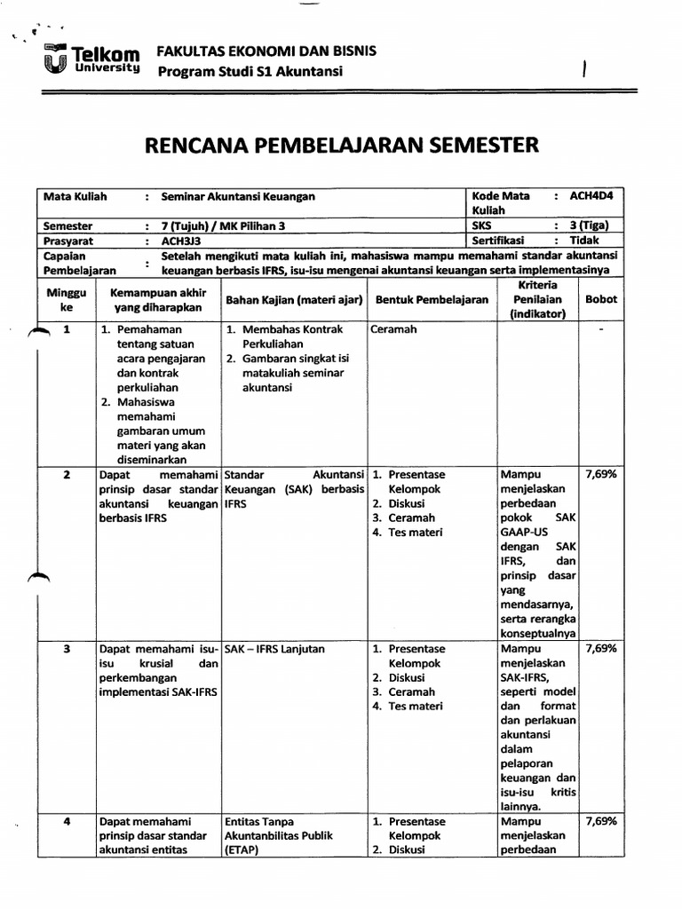 RPS Seminar Akuntansi Keuangan | PDF