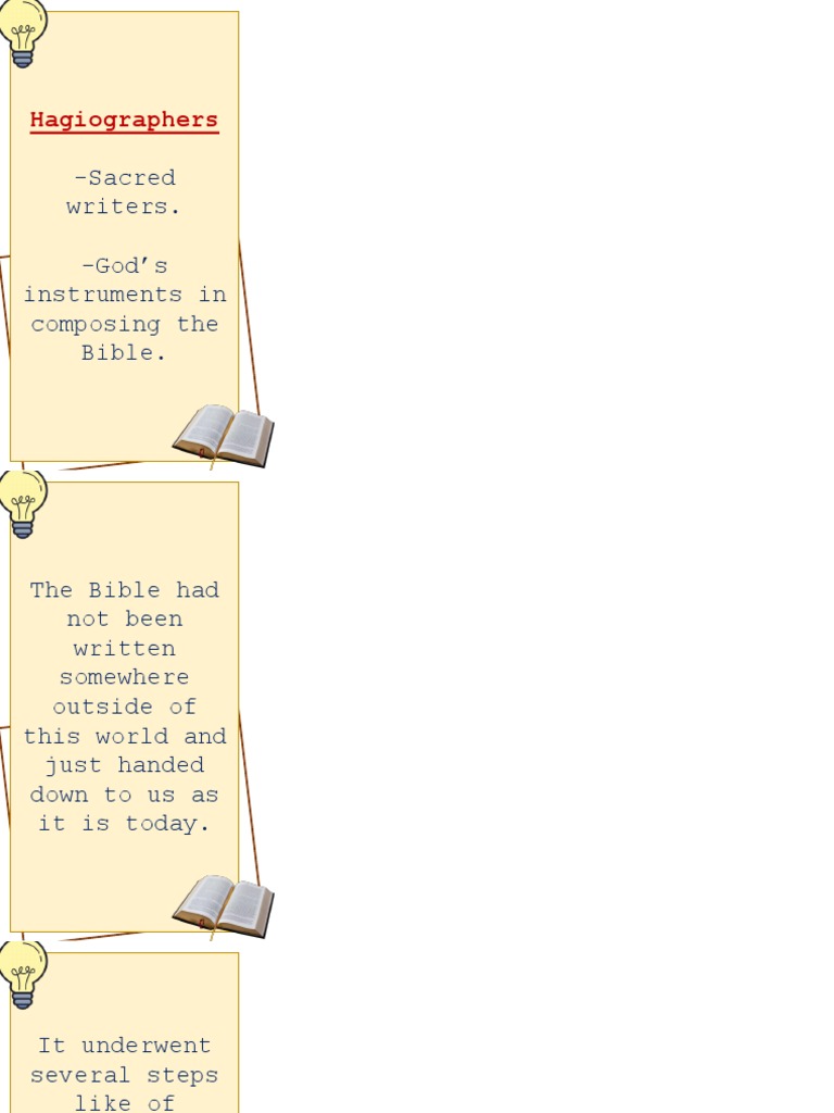 Hagiographers: - Sacred Writers. - God's Instruments in Composing The ...