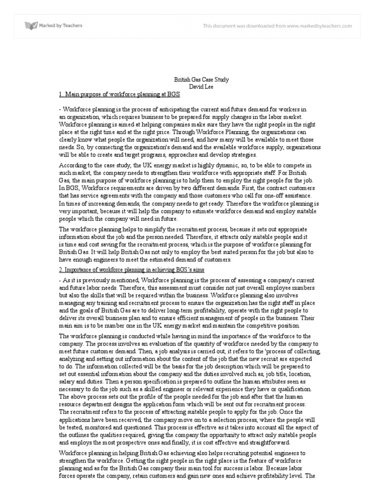 British Gas Case Study David Lee | PDF | Recruitment | Labour Economics