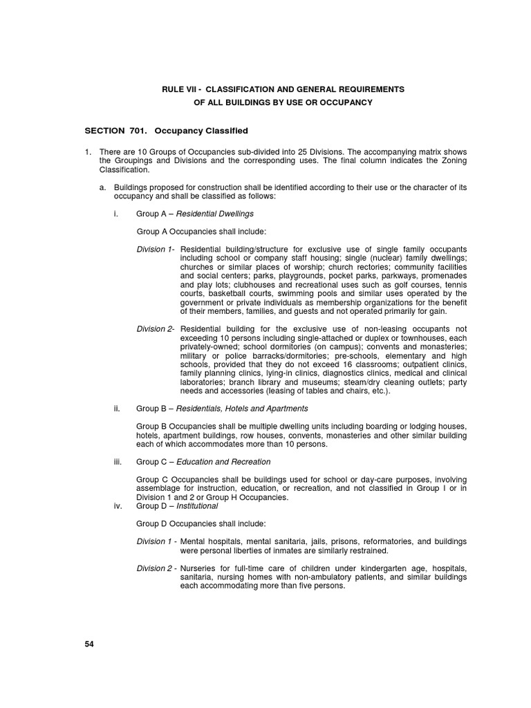 SECTION 701. Occupancy Classified | PDF | Prison | Apartment