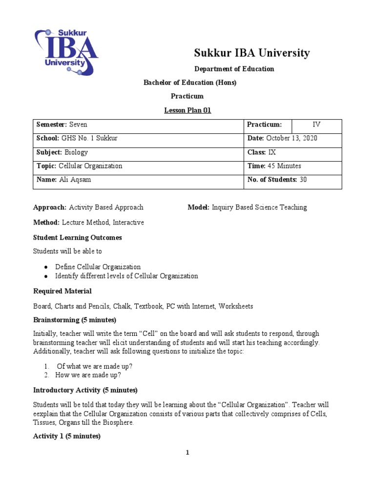 Lesson Planning | PDF | Organ (Anatomy) | Lesson Plan