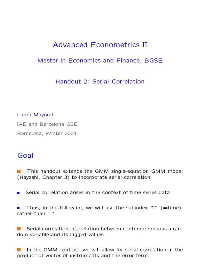 Handout 2 | PDF | Autocorrelation | Stationary Process