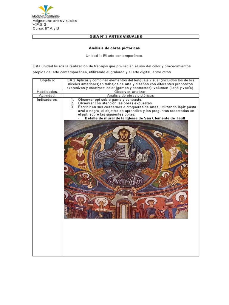6° GUÍA #3 Artes Visuales. Analisis de Obras Pictóricas. | PDF ...