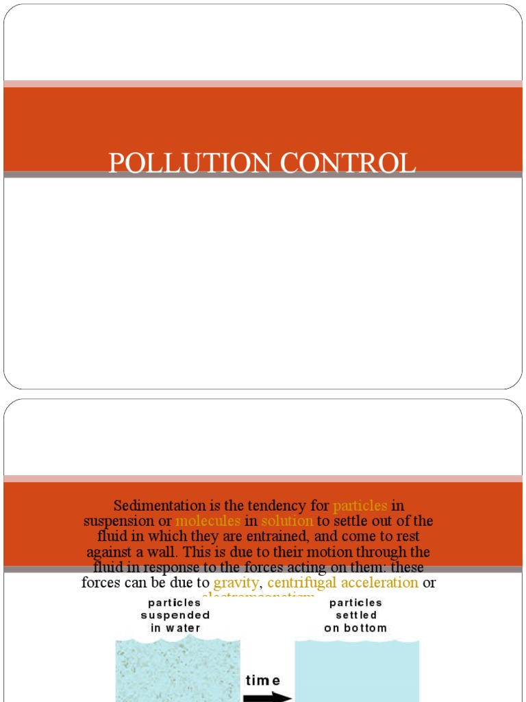 Sedimentation Process in Pollution Control | PDF | Viscosity | Mechanics