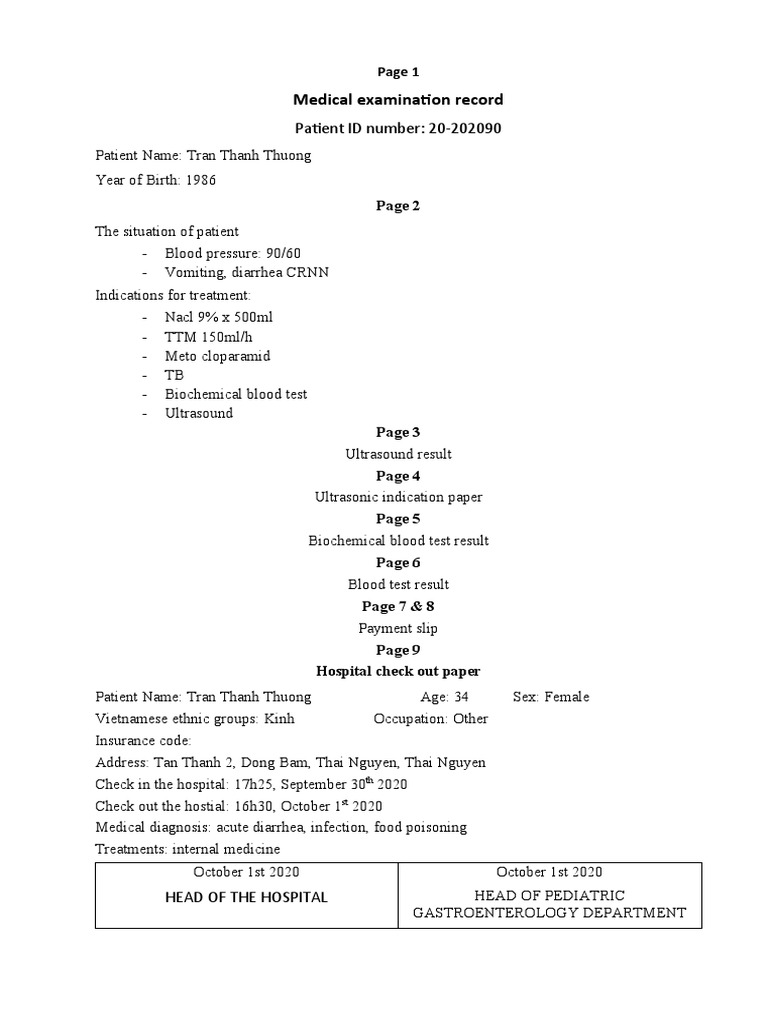 Medical Examination Record: Patient ID Number: 20-202090 | PDF