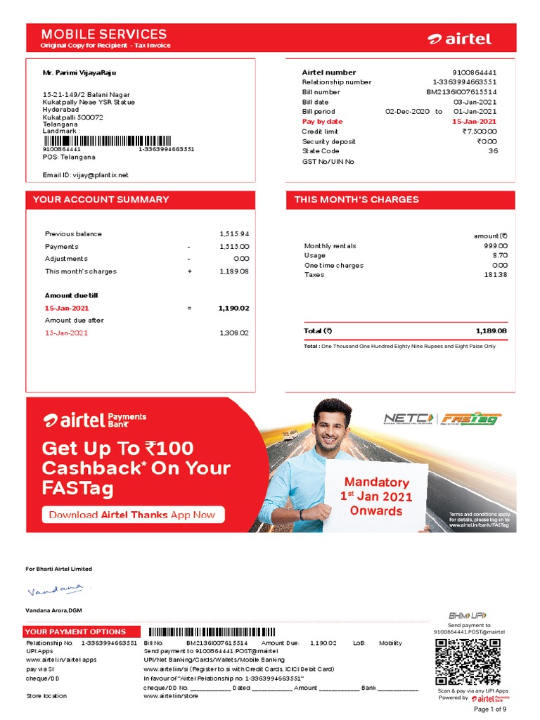 Mobile Services: Your Account Summary This Month'S Charges | PDF ...