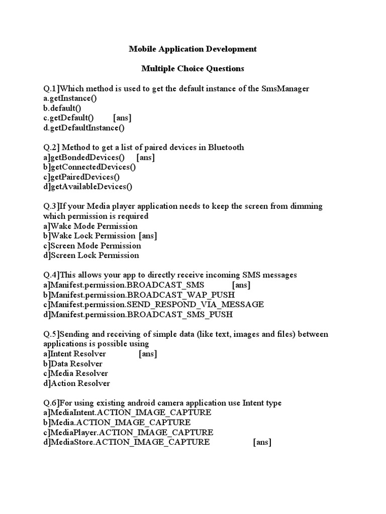 Android MCQ | PDF | Android (Operating System) | Google Play