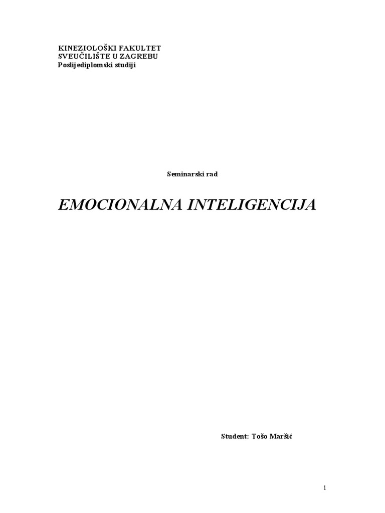 Psihologija - Emocionalna Inteligencija | PDF
