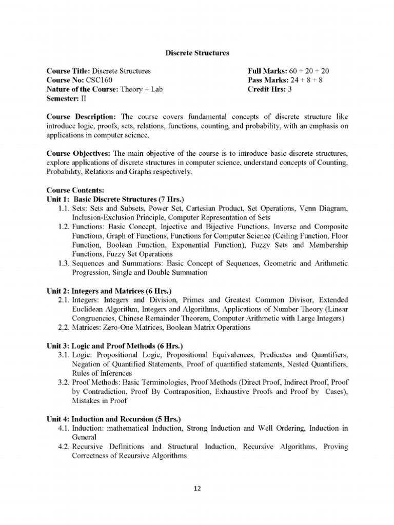 Discrete Structures BSC - CSIT Syllabus IT College Nepal | PDF