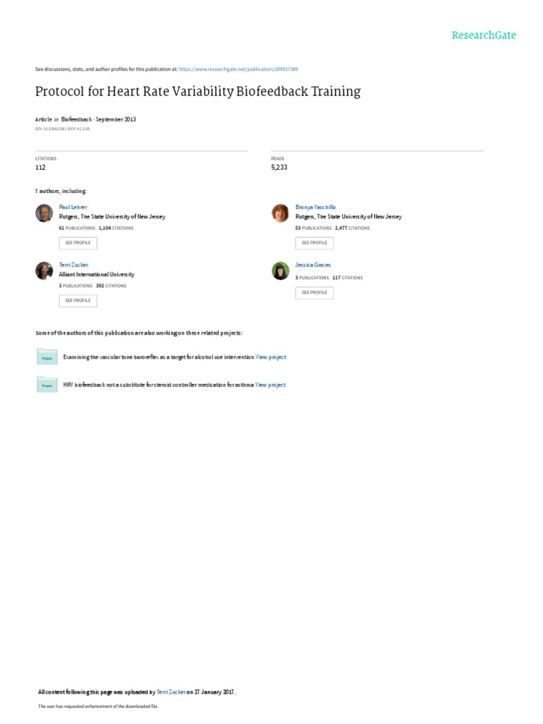 HRV Biofeedback Protocol Guide | PDF | Breathing | Exhalation