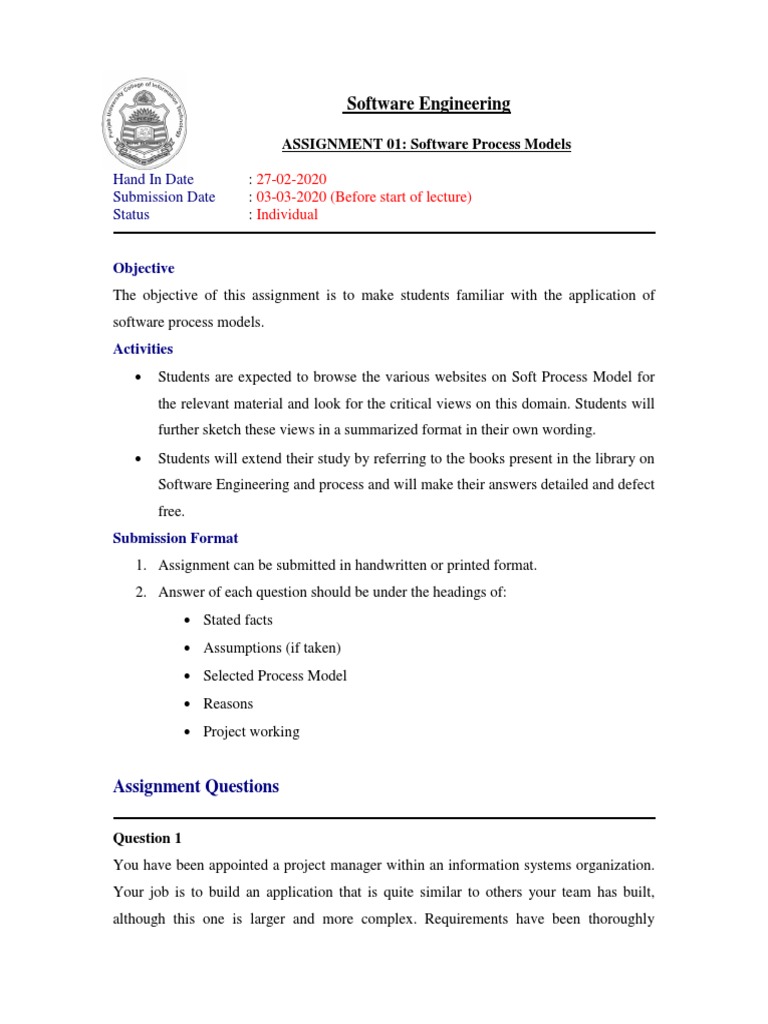 Software Process Models Assignment Guide | PDF | Software | Computing