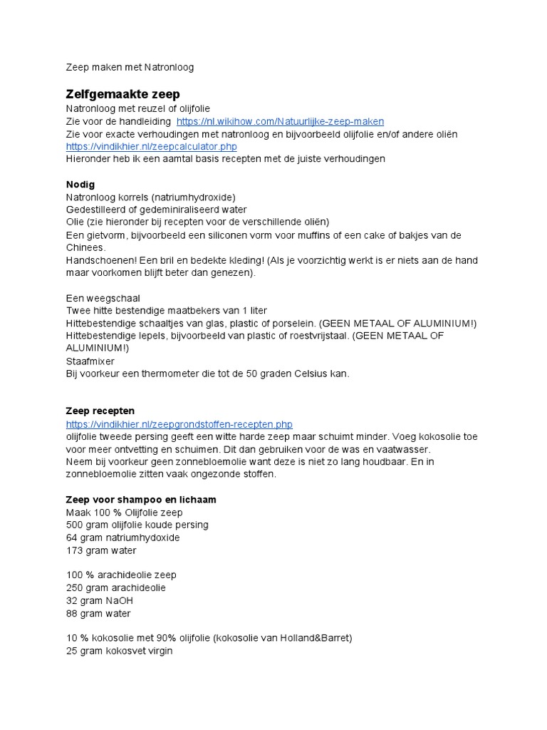 Zeep Maken Met Natronloog | PDF