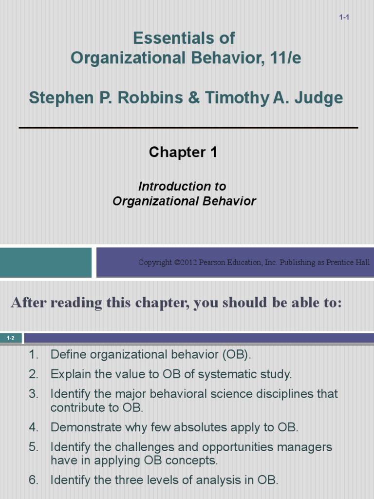 Chapter 1 - Organizational Behavior | PDF | Organizational Behavior ...