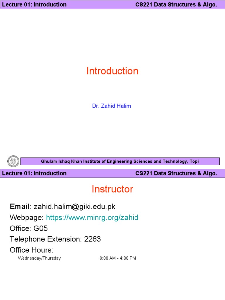 Dr. Zahid Halim: Ghulam Ishaq Khan Institute of Engineering Sciences and Technology, Topi | PDF ...