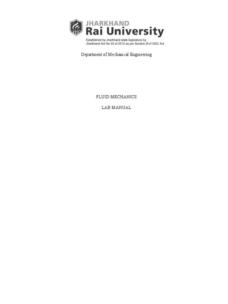 Fluid Mechanics Lab Manual | PDF | Fluid Dynamics | Reynolds Number