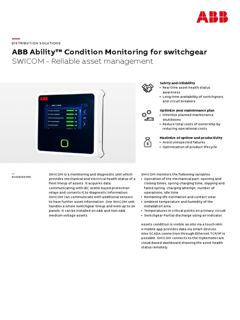 ABB Ability™ Condition Monitoring For Switchgear: SWICOM - Reliable ...