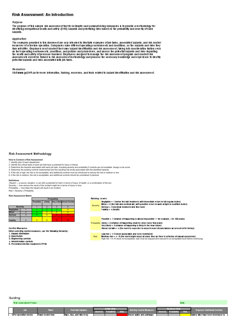Go2HR OHS Risk Assessment Tool | PDF | Risk Assessment | Occupational ...
