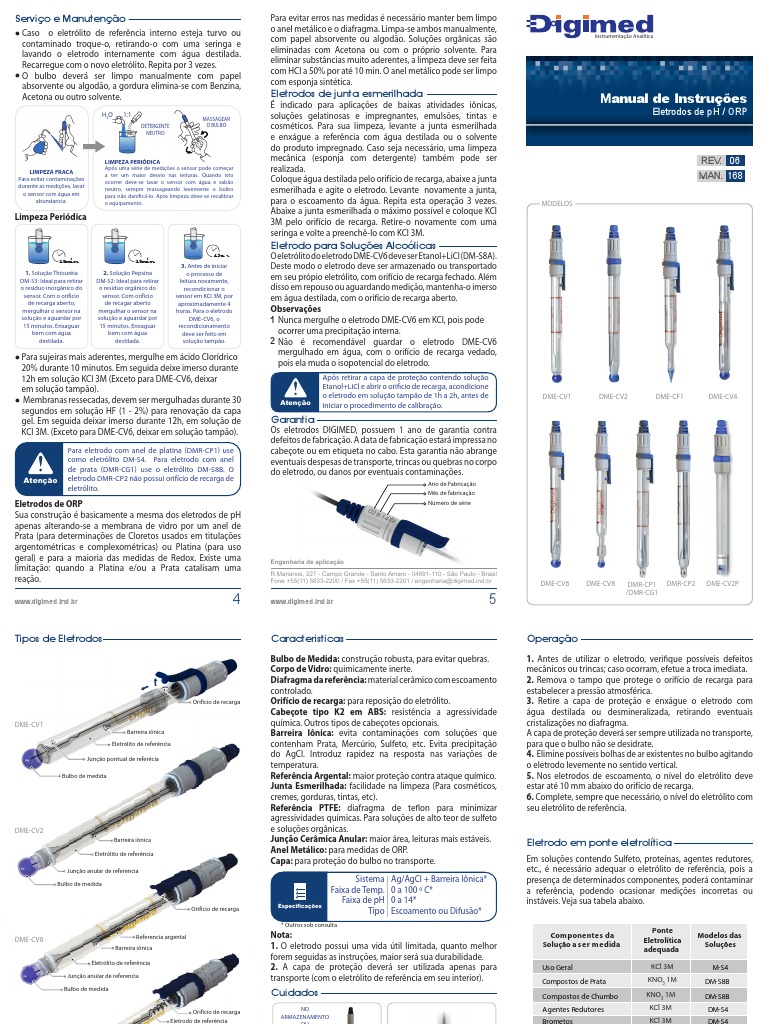 Eletrodos Digimed: Manutenção e Limpeza | PDF | Solução | Solvente