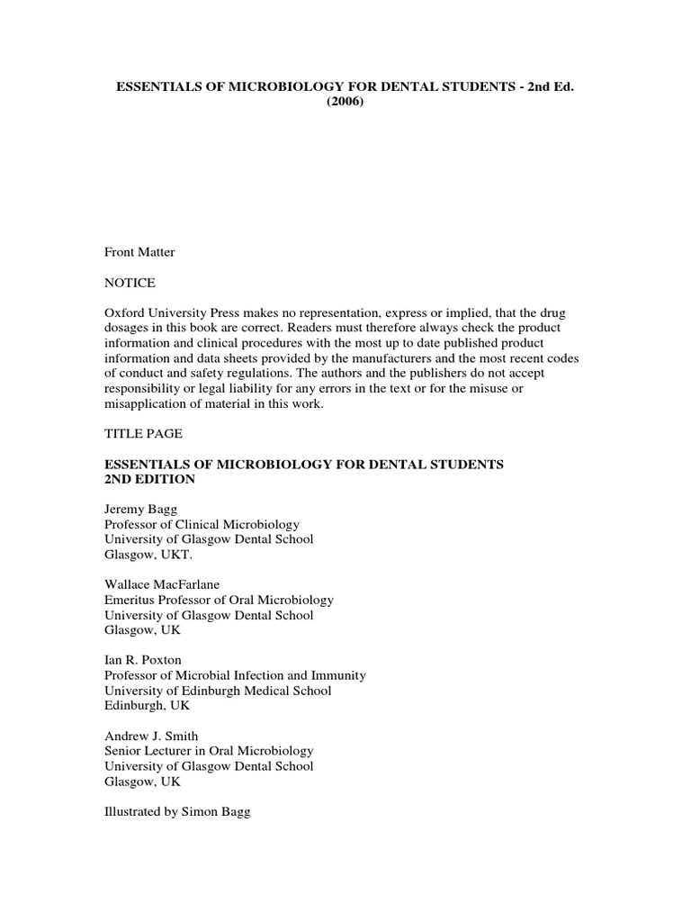 Essentials of Microbiology For Dental Students | PDF | Infection | Dna