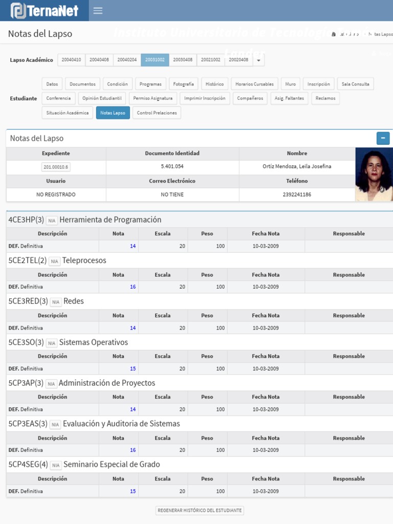 Instituto Universitario de Tecnología Tomás Lander: Notas Del Lapso | PDF