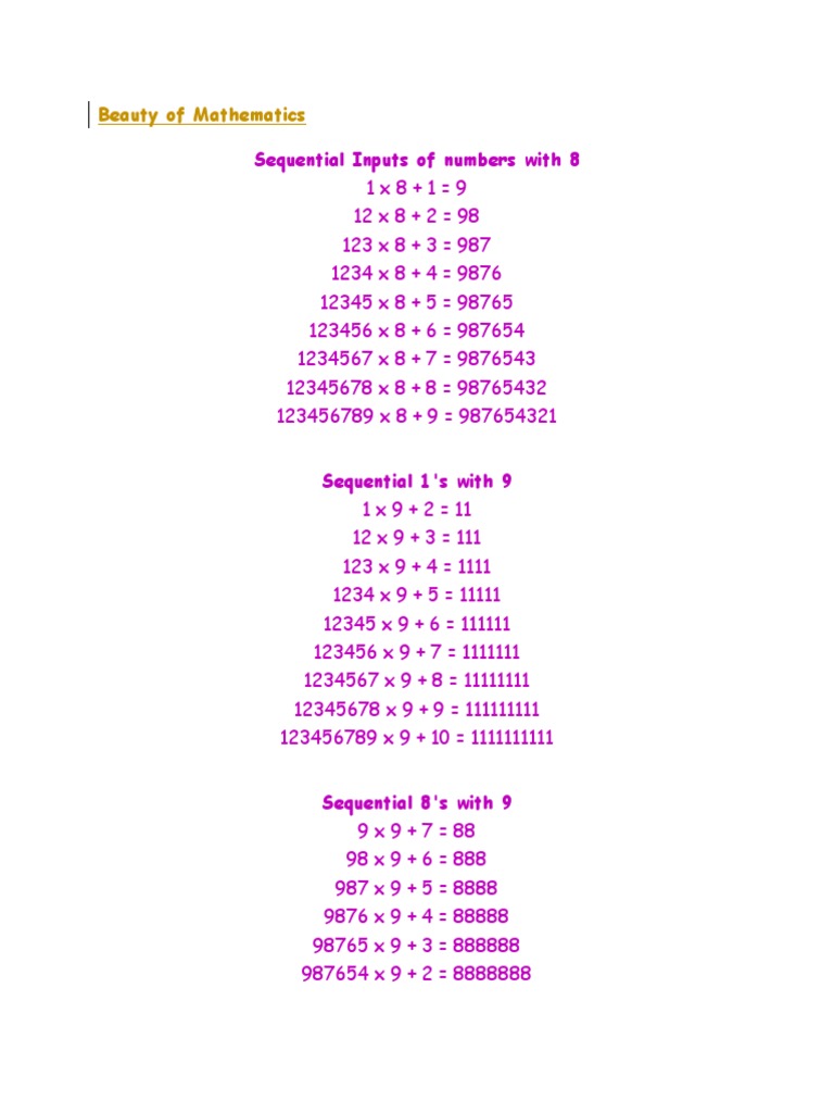 Mathematical Patterns and Tricks | PDF | Multiplication | Encodings