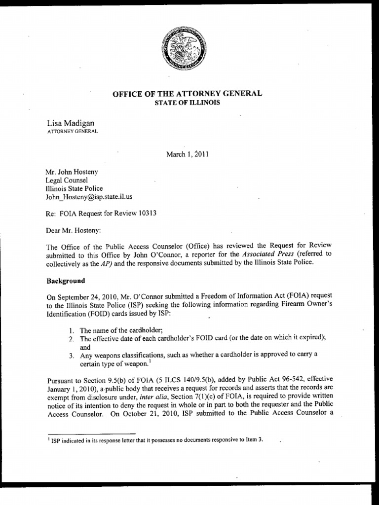 FOID Letter - 10313 RFR F PB Ex Improper Sa | PDF | District Of ...