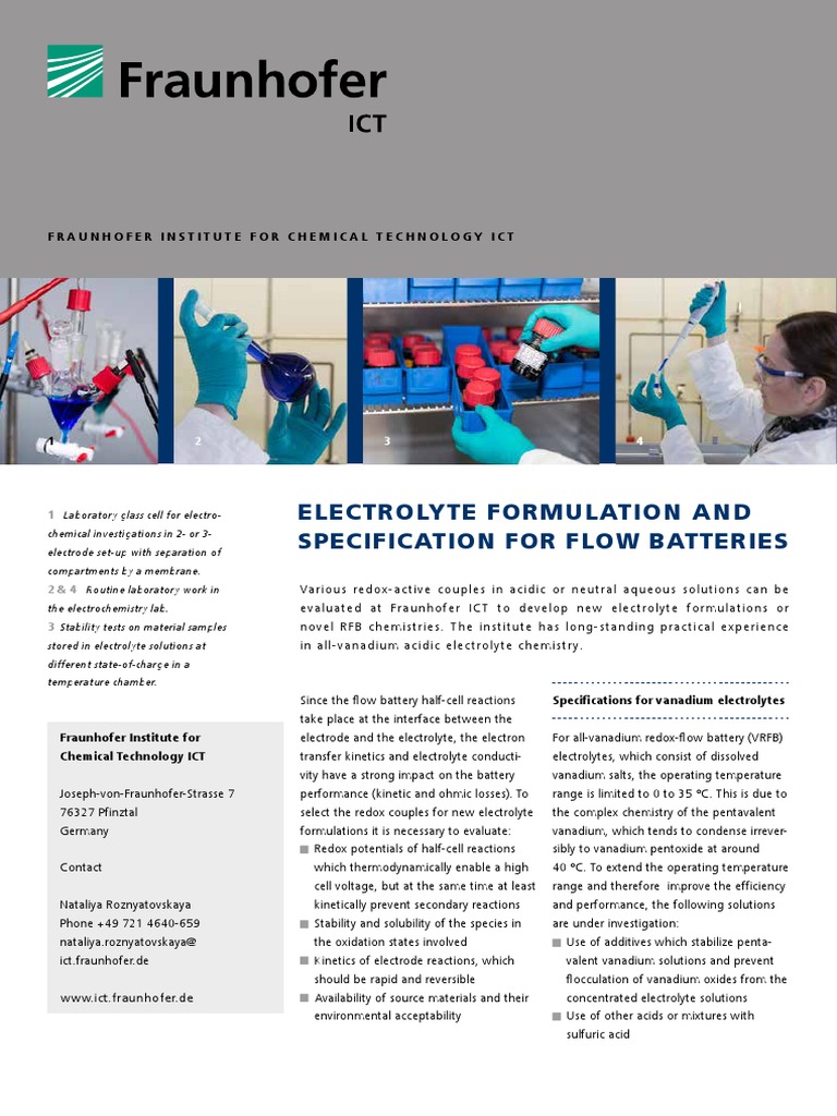 Electrolyte Formulation and Specification For Flow Batteries | PDF ...