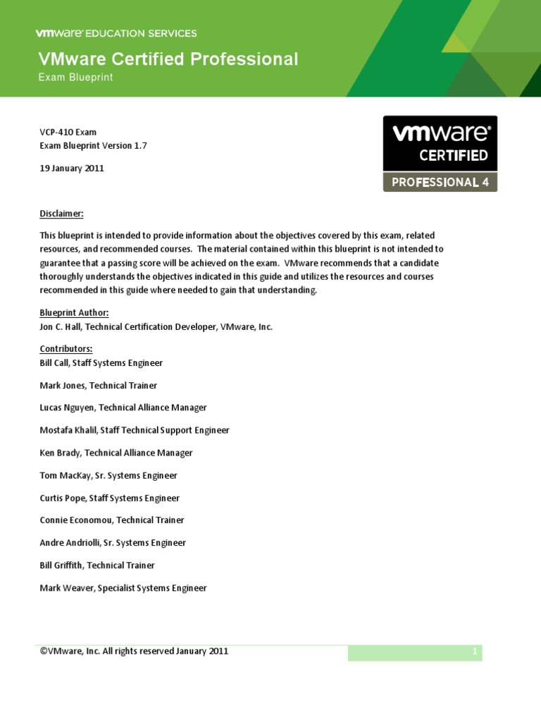 Vmware Certified Professional: Exam Blueprint | PDF
