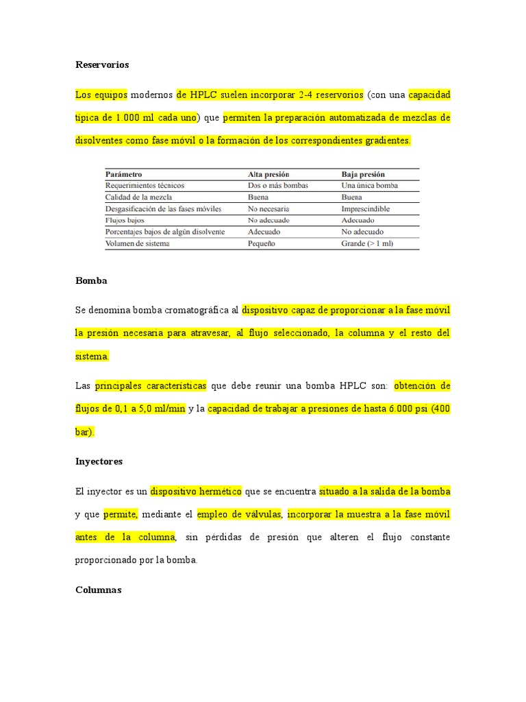 Partes Del HPLC | PDF | Cromatografía | Cromatografía líquida de alto ...