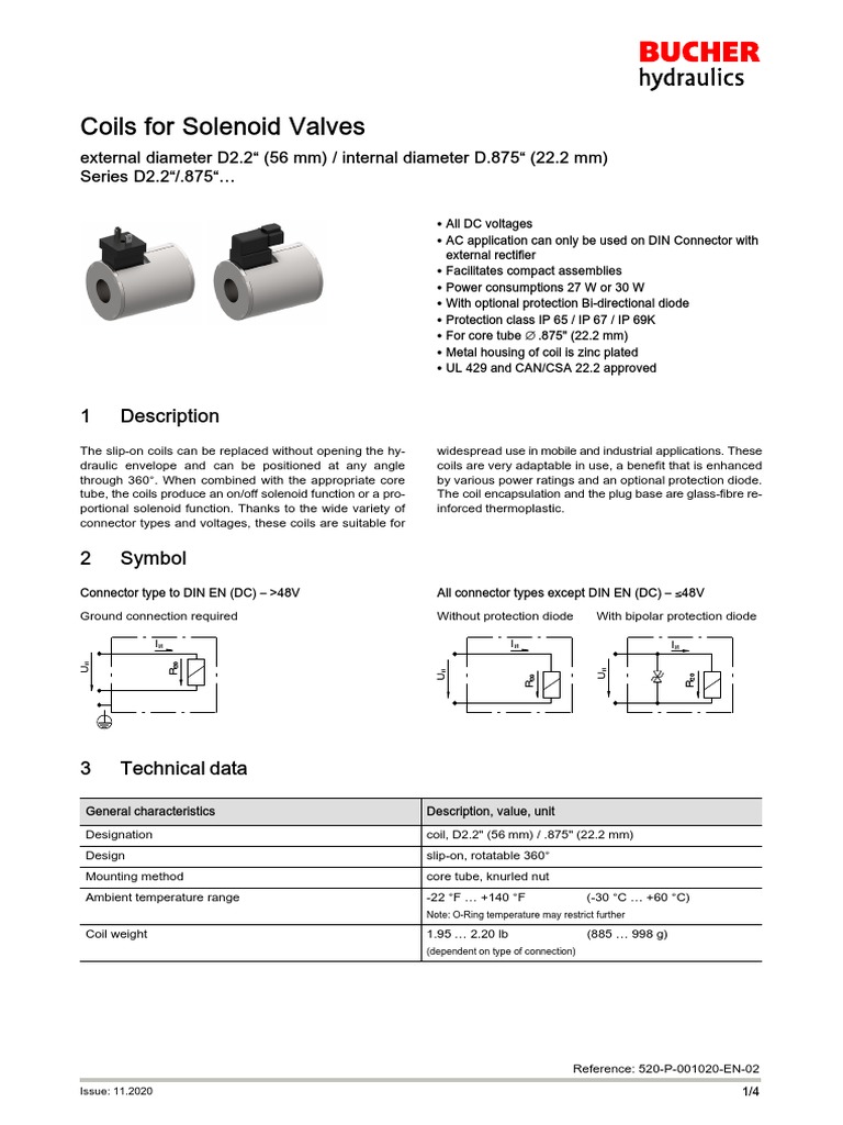 Coils For Solenoid Valves: 1 Description | PDF | Rectifier | Diode