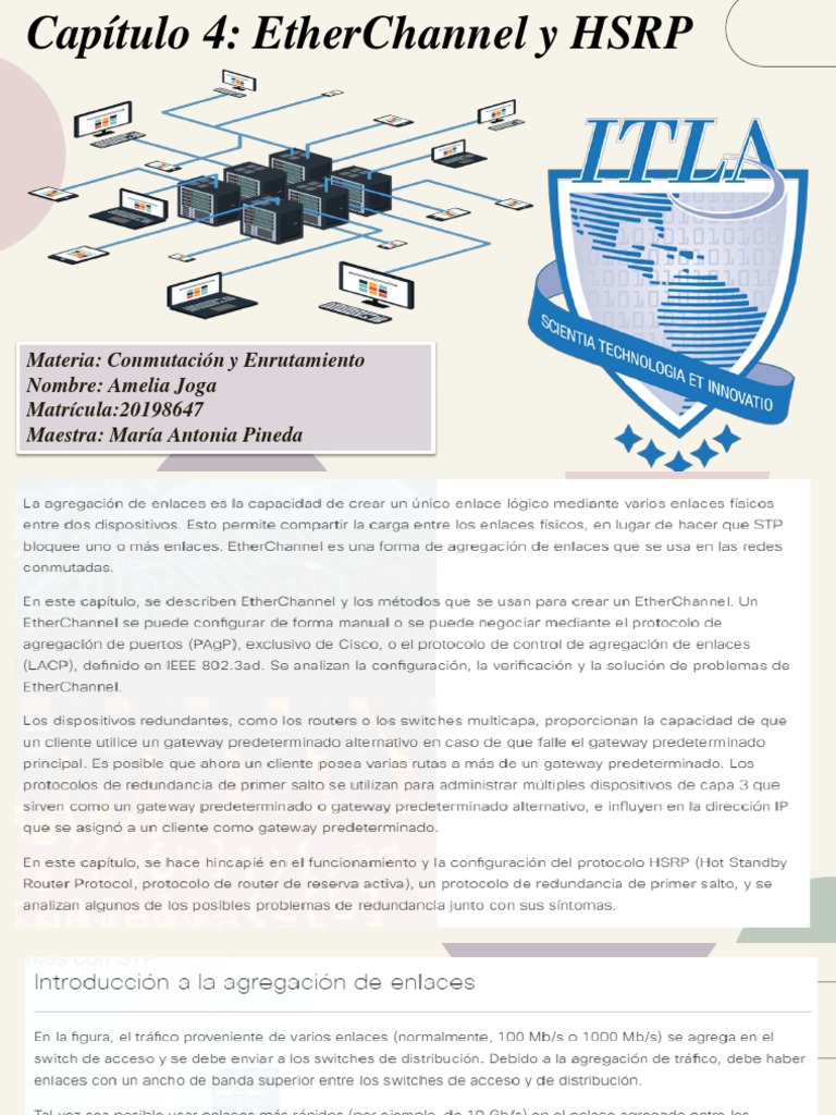 Capítulo 4 (EtherChannel y HSRP) | PDF | Enrutador (Computación) | Gateway (Telecomunicaciones)