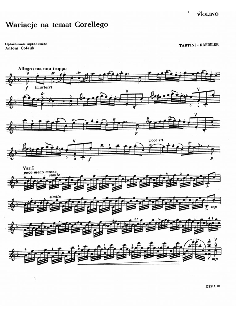 Tartini-Kreisler - Corelli Variations | PDF