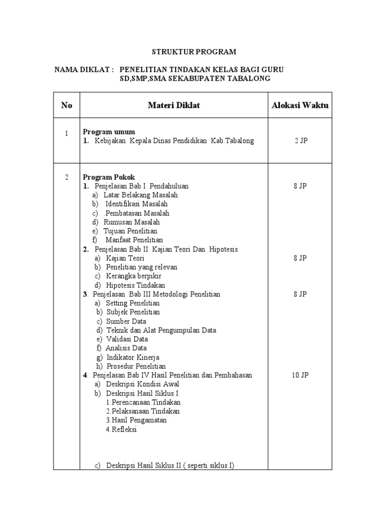 Struktur Program Diklat PTK | PDF