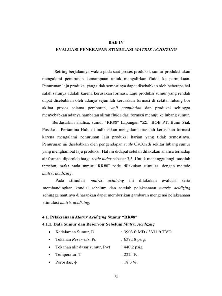 Evaluasi Matrix Acidizing Sumur RR#8 | PDF