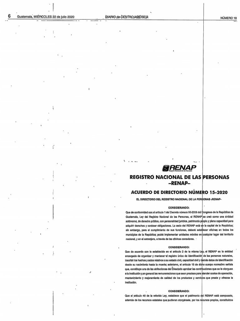 Acuerdo - de - Directorio - Numero - 15-2020 RENAP | PDF